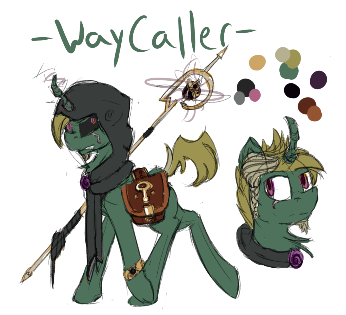 #1369470 - safe, artist:beardie, oc, oc only, oc:waycaller, pony, colored sketch, solo - Derpibooru