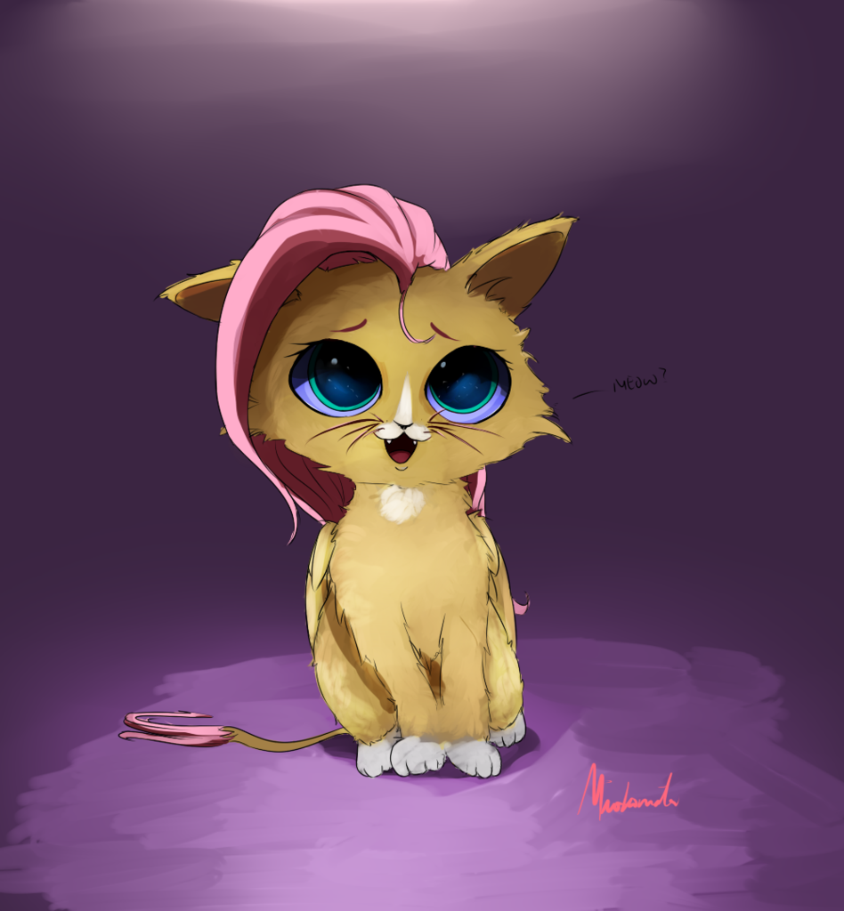 #1370356 - safe, artist:miokomata, fluttershy, cat, catified, cute ...
