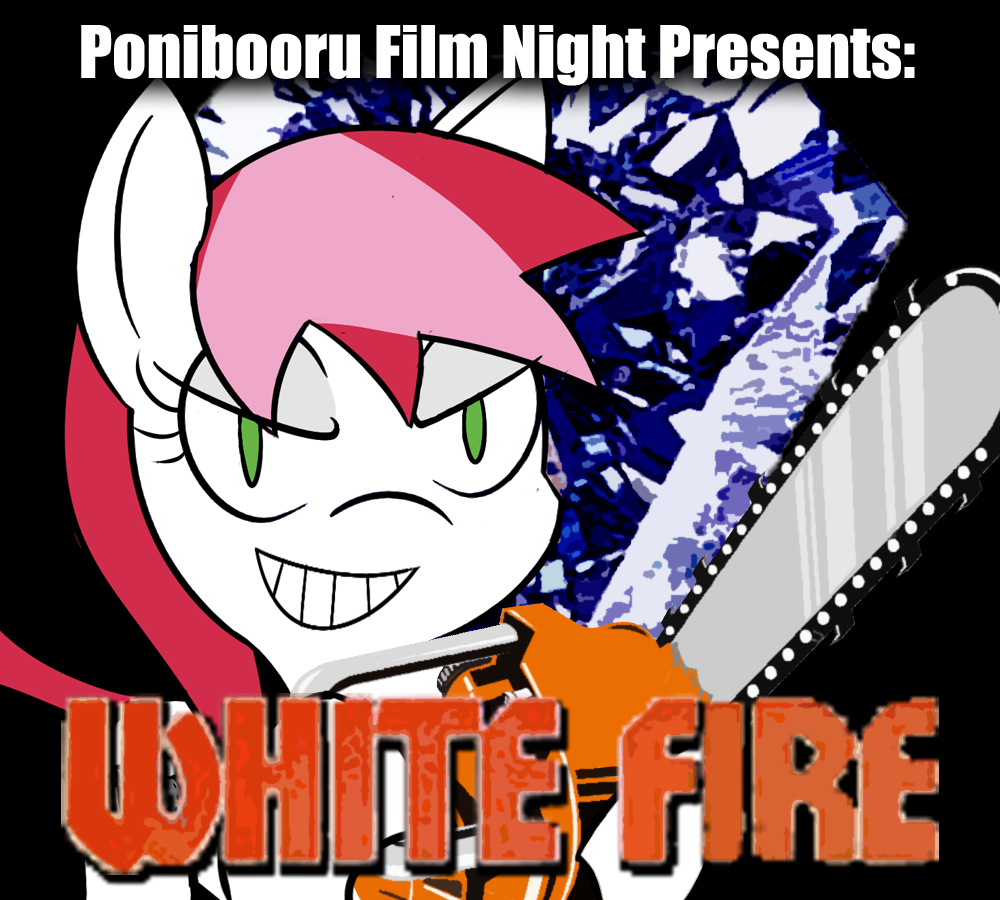 #1372251 - safe, artist:daisyhead, oc, oc only, oc:flicker, ponibooru film night, chainsaw, solo ...