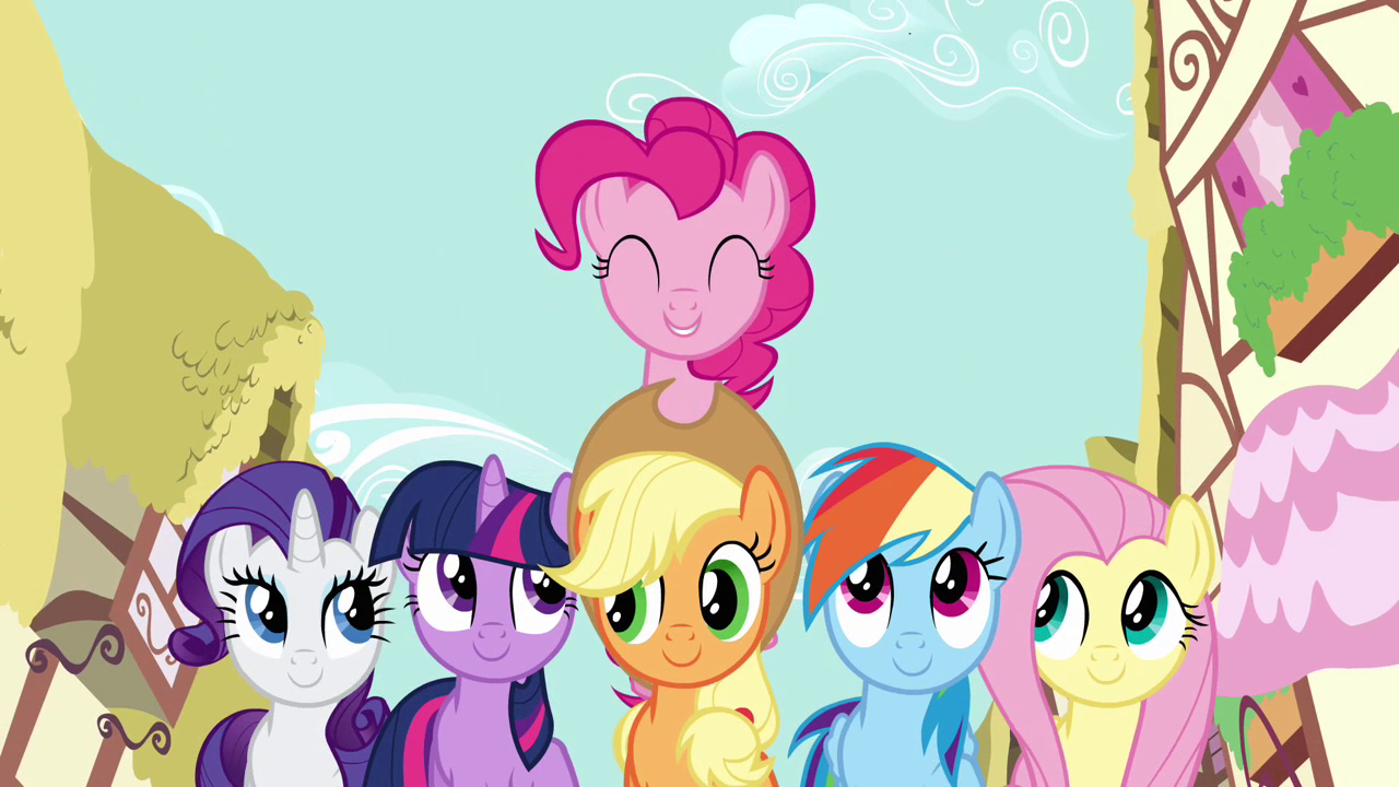 #1387153 - safe, screencap, applejack, fluttershy, pinkie pie, rainbow ...