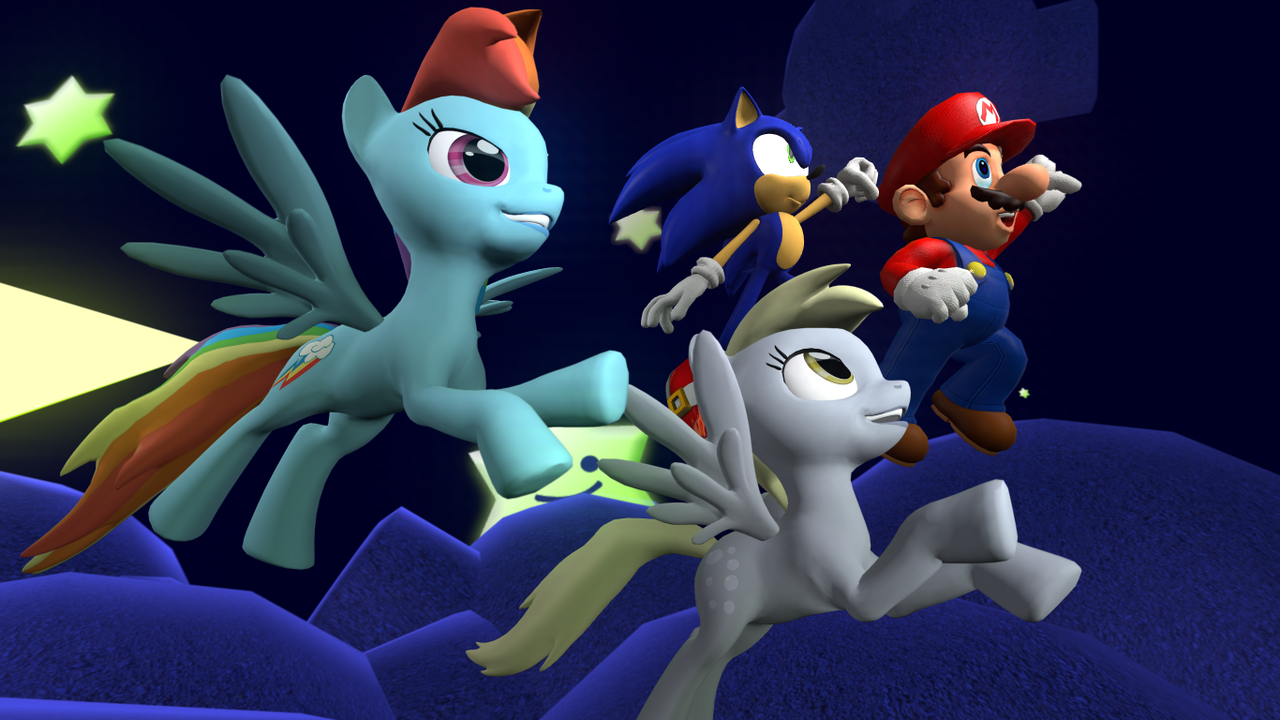 #1395414 - safe, artist:migueruchan, derpy hooves, rainbow dash ...