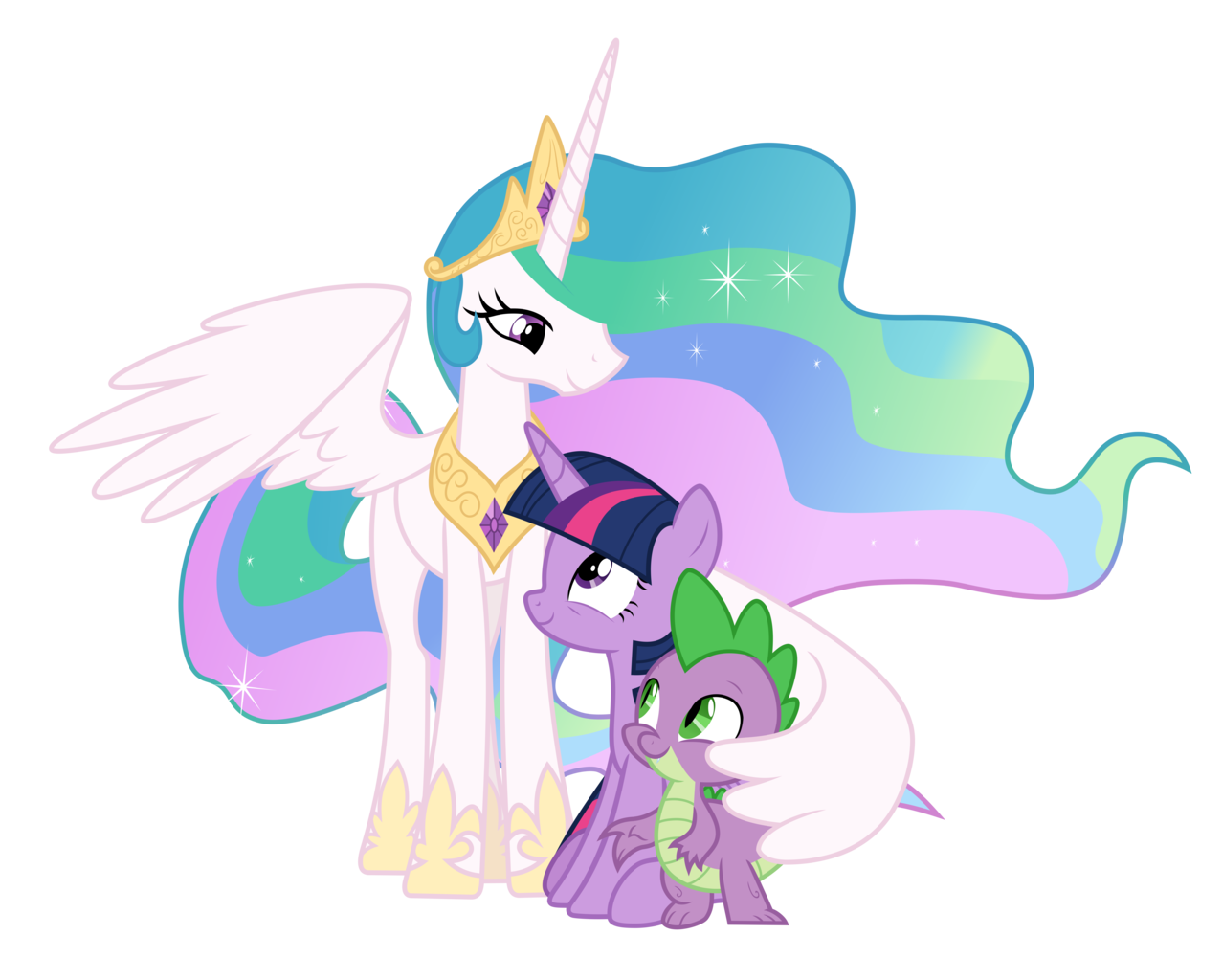 #1395745 - safe, artist:pink1ejack, princess celestia, spike, twilight ...