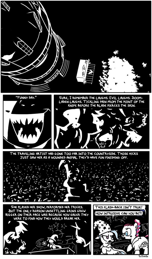 #1380126 - semi-grimdark, artist:foudubulbe, pinkie pie, trixie, pony, unicorn, comic:damp rocks ...