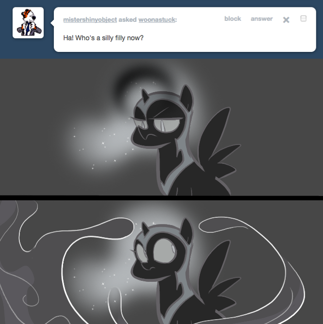 #1382134 - safe, artist:egophiliac, nightmare moon, moonstuck, g4, ask ...