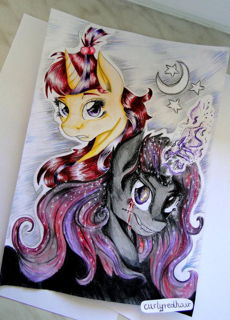 #1382314 - safe, artist:curlyredhair, moondancer, g4, blood, crying ...