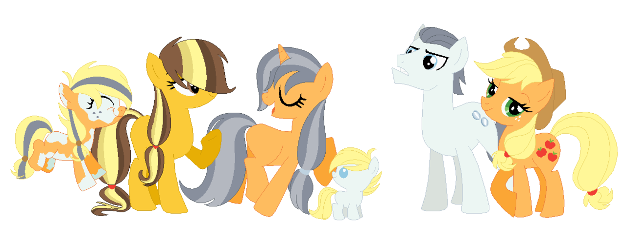 #1401319 - safe, artist:margaretlovez, applejack, silver shill, oc, oc ...