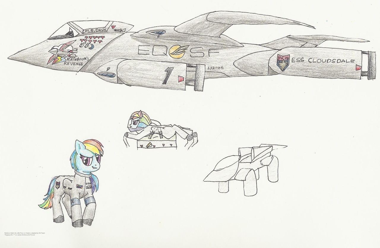 #1409567 - safe, artist:jim-prower, rainbow dash, g4, jet, starfighter ...