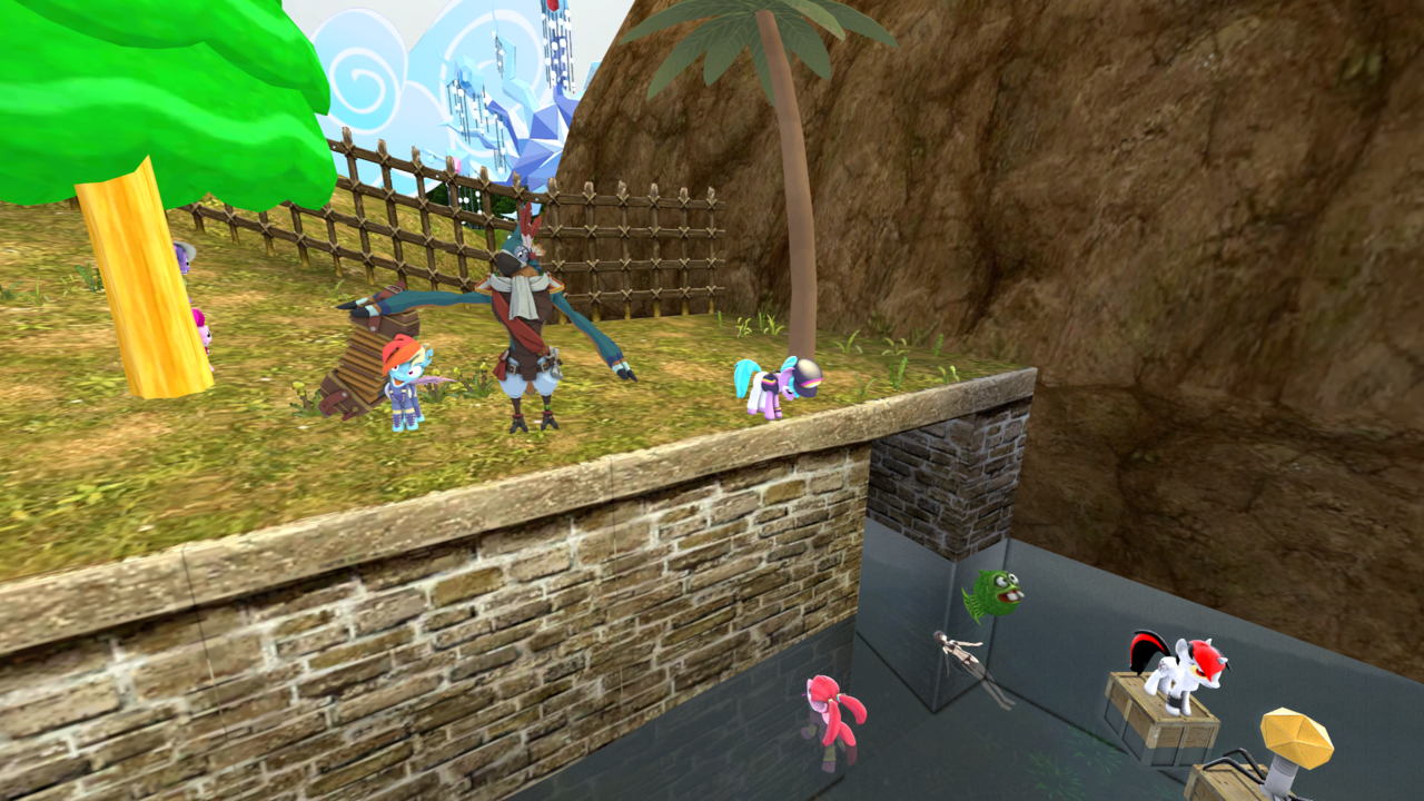 #1401851 - safe, artist:wiimeiser, azure velour, pacific glow, rainbow ...