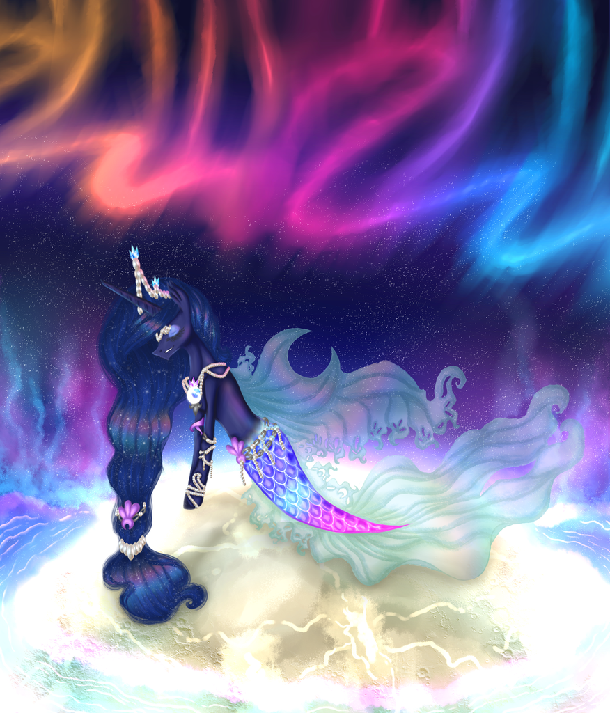 #1422370 - safe, artist:moonlightprincess002, princess luna, mermaid ...
