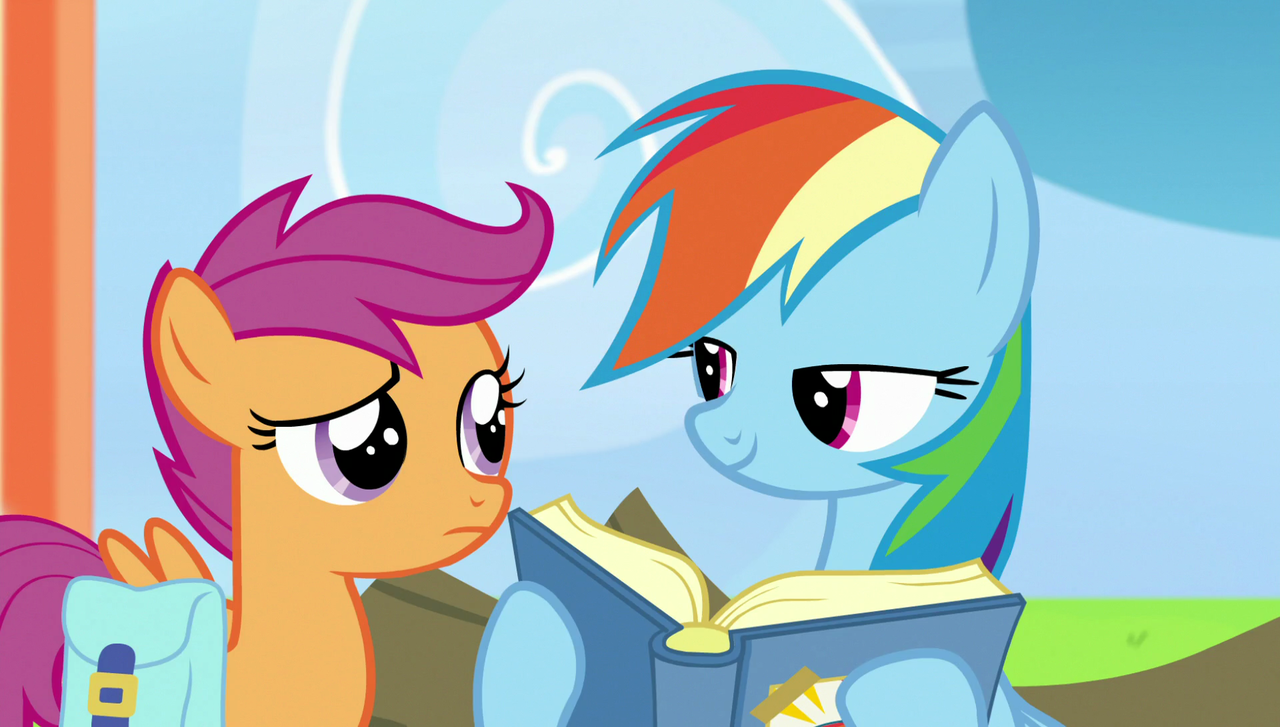 #1444570 - safe, screencap, rainbow dash, scootaloo, pony, g4, parental ...