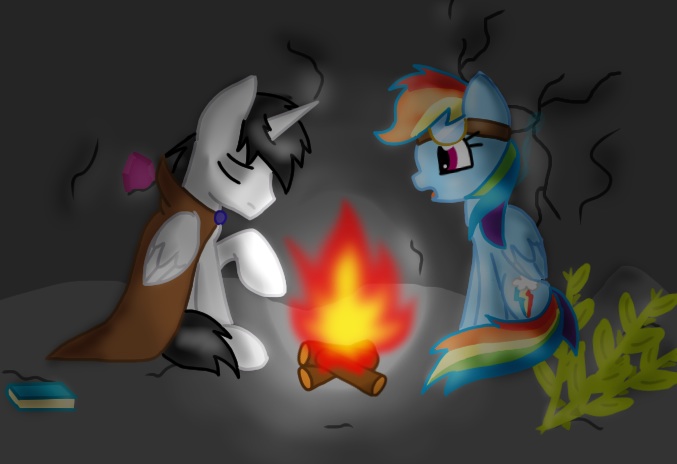 #1447240 - safe, artist:fireheartrubie, rainbow dash, oc, oc:shiron ...