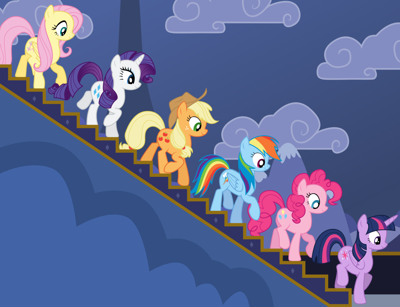 #1430605 - safe, artist:tomfraggle, applejack, fluttershy, pinkie pie ...