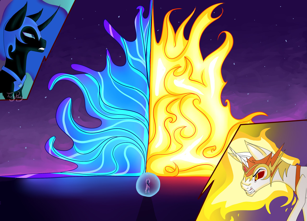 #1461071 - safe, artist:twigpony, daybreaker, nightmare moon, starlight ...