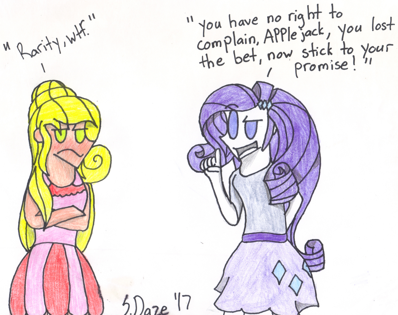 #1452324 - safe, artist:sapphire42, applejack, rarity, equestria girls ...