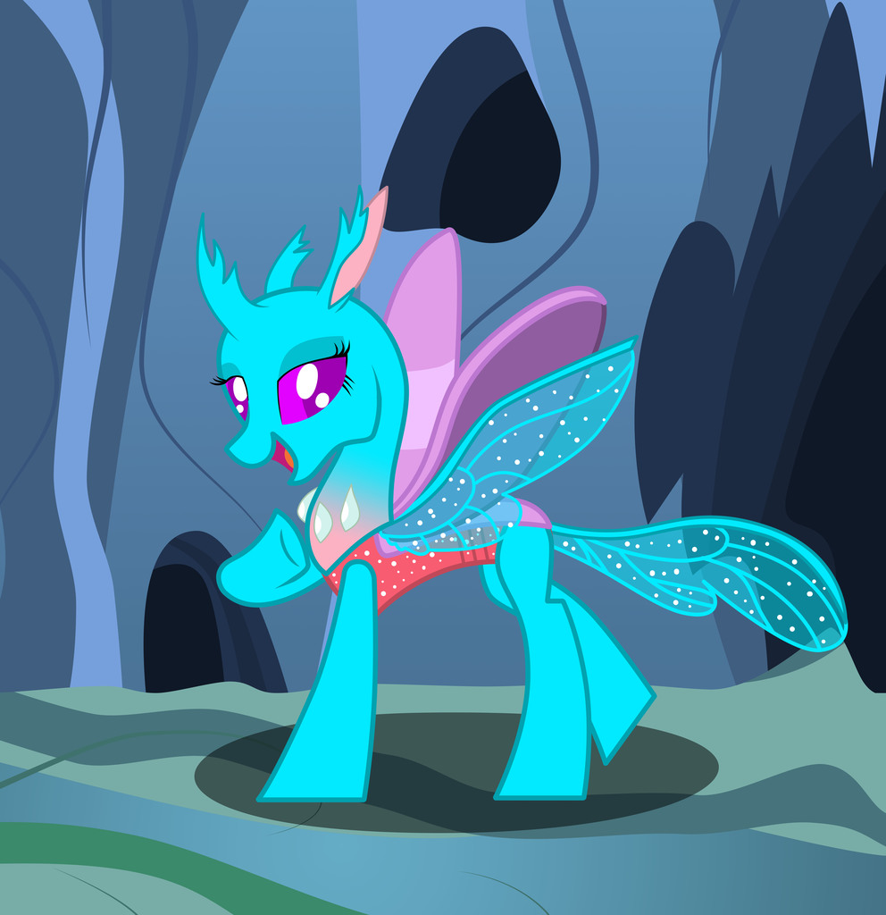 #1474777 - safe, artist:kirbymlp, oc, oc only, oc:sky shade, changedling, changeling, g4, absurd ...