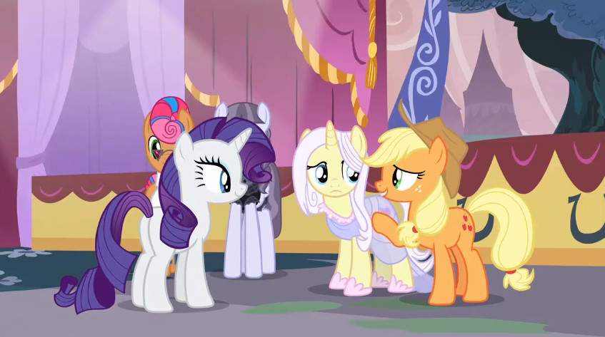 #1455065 - safe, screencap, applejack, inky rose, lily lace, rarity ...