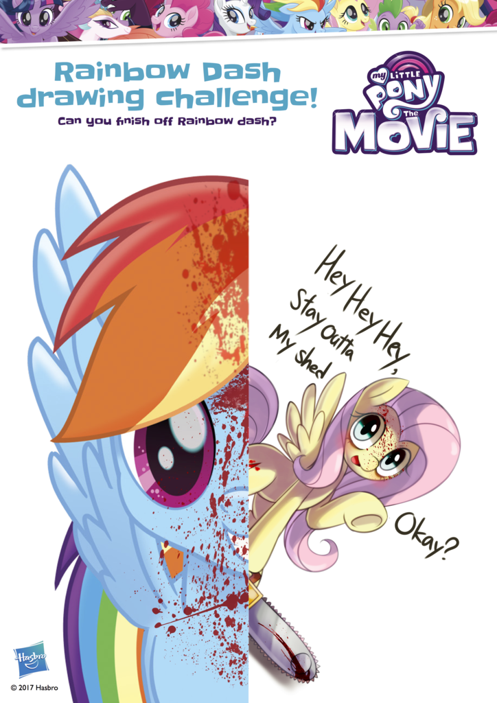 #1486528 - grimdark, grotesque, artist:maren, fluttershy, rainbow dash ...