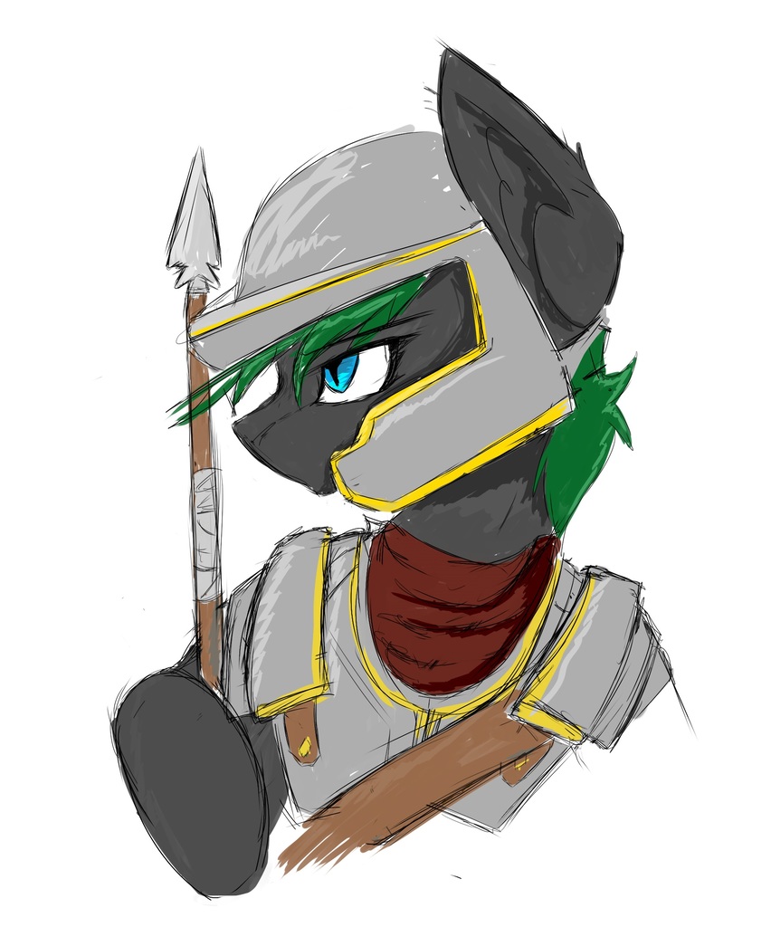#1499361 - safe, artist:loki-bagel, oc, oc only, pony, armor, hoof hold ...