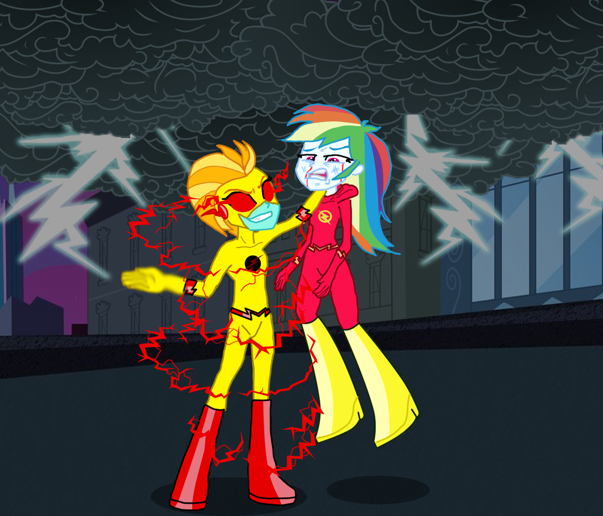 #1510026 - semi-grimdark, artist:deidrax, lightning dust, rainbow dash ...