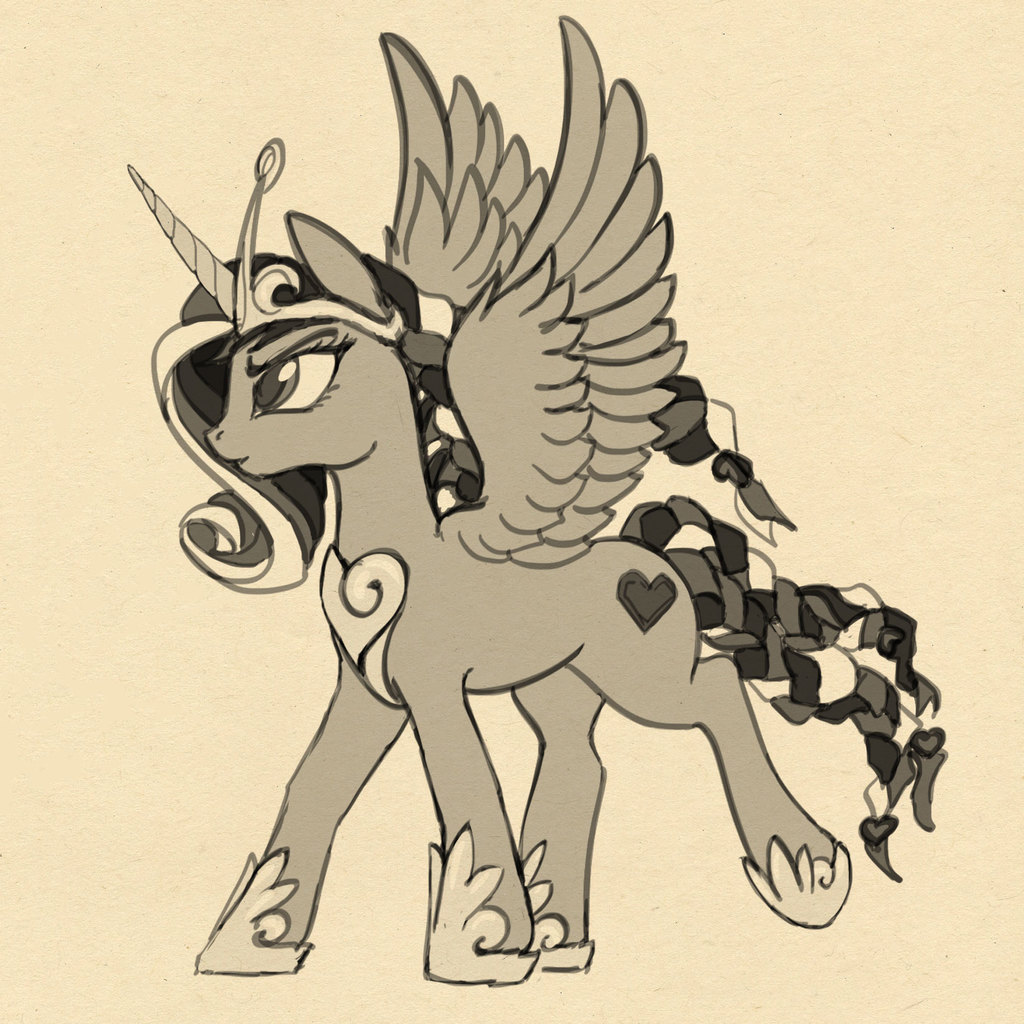 #1519632 - safe, artist:lunebat, princess cadance, pony, armor, braid ...