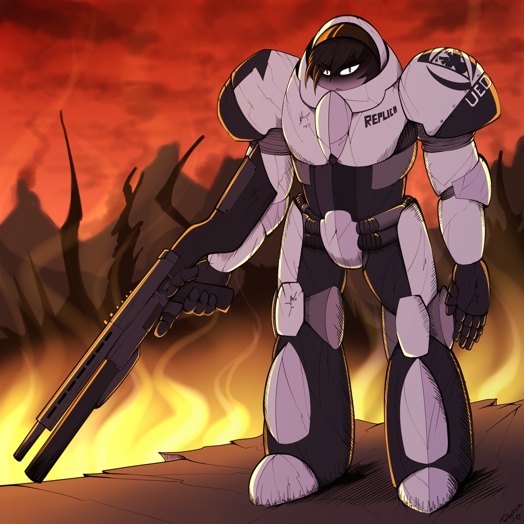 #1501610 - safe, artist:replica, oc, oc only, oc:replica, anthro, armor ...