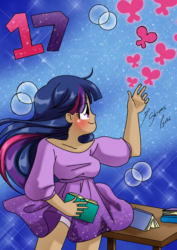 #1503123 - safe, artist:shinta-girl, twilight sparkle, butterfly, human, book, clothes, da ...