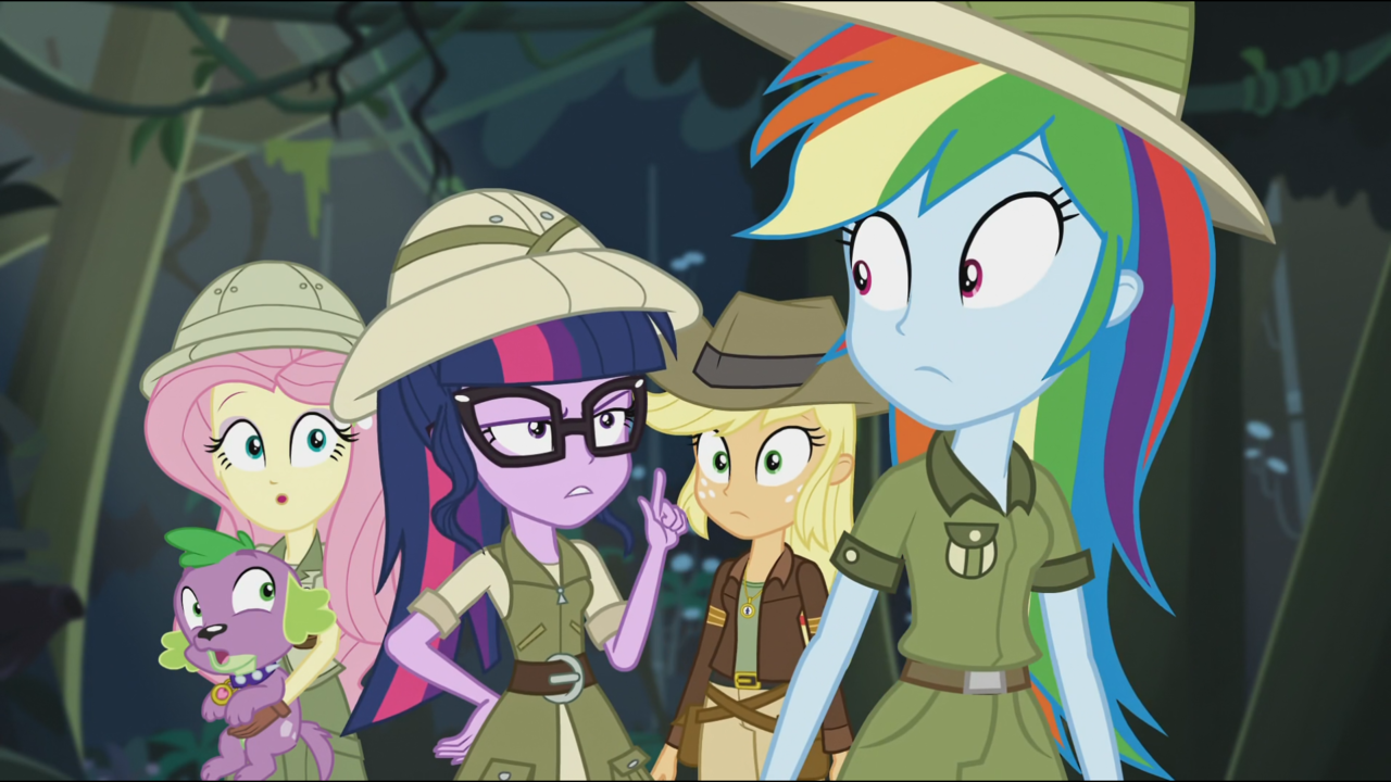 #1525272 - safe, screencap, applejack, fluttershy, rainbow dash, sci ...