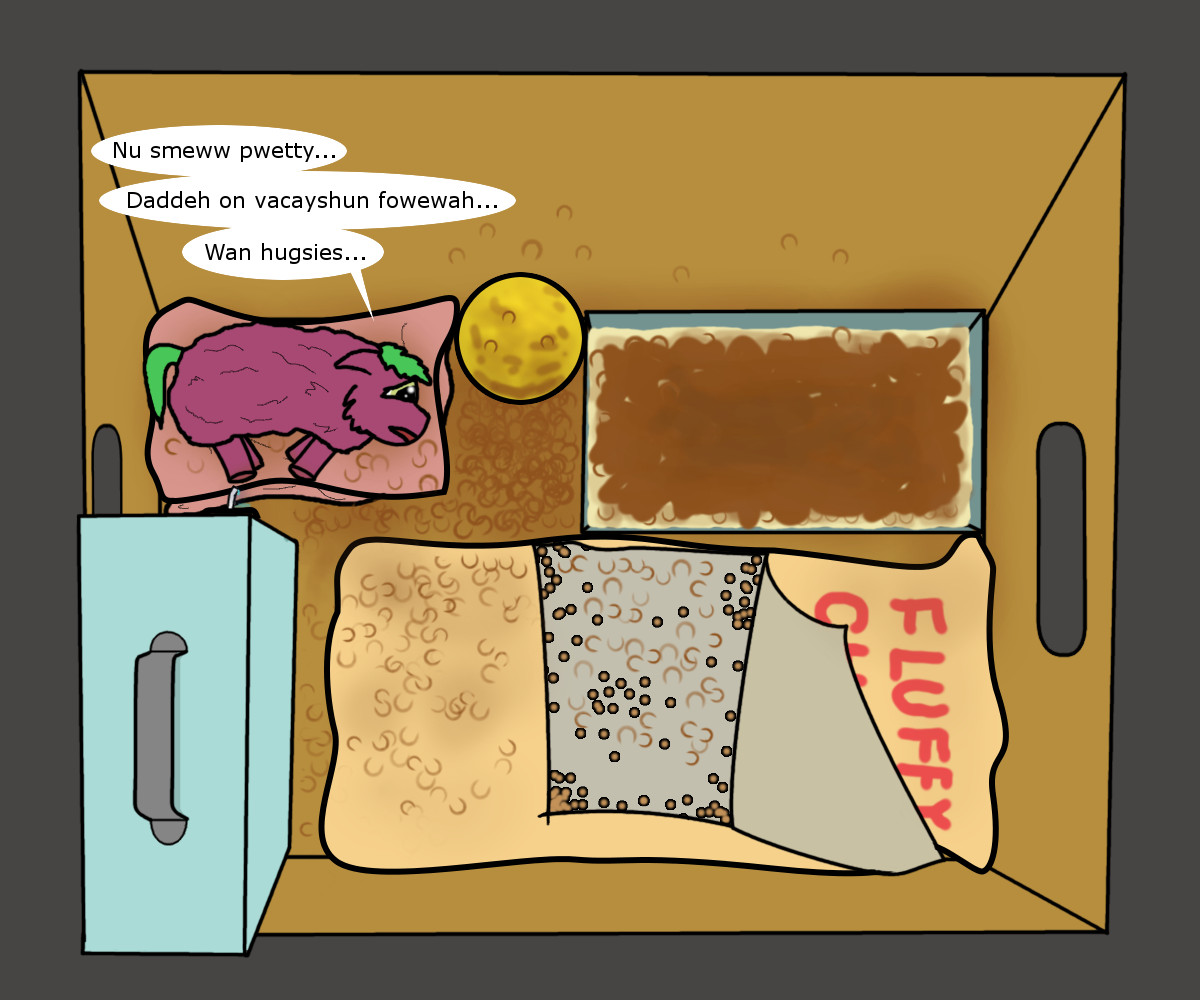 #1538909 - safe, artist:foxhoarder, fluffy pony, ball, box, fluffy chow ...