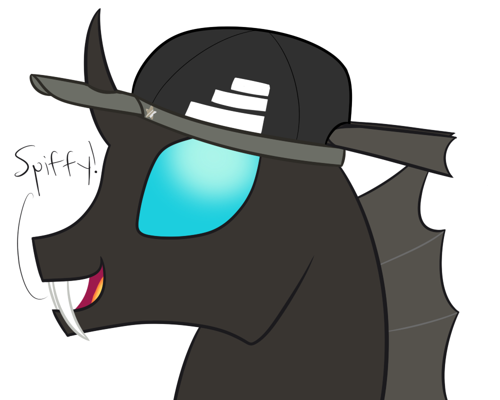 #1545700 - safe, artist:mightyshockwave, oc, oc only, oc:mimesis, changeling, danganronpa, hat ...