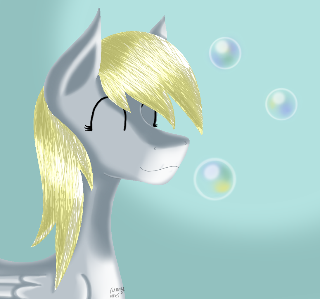 #1547070 - safe, artist:funny-arts, derpy hooves, bubble, female, solo ...