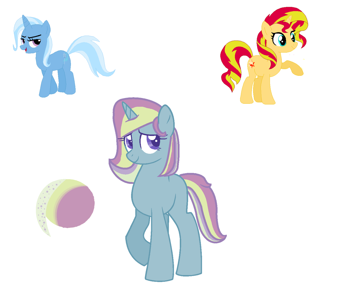 #1527055 - safe, artist:twilightmisty, sunset shimmer, trixie, oc, pony ...