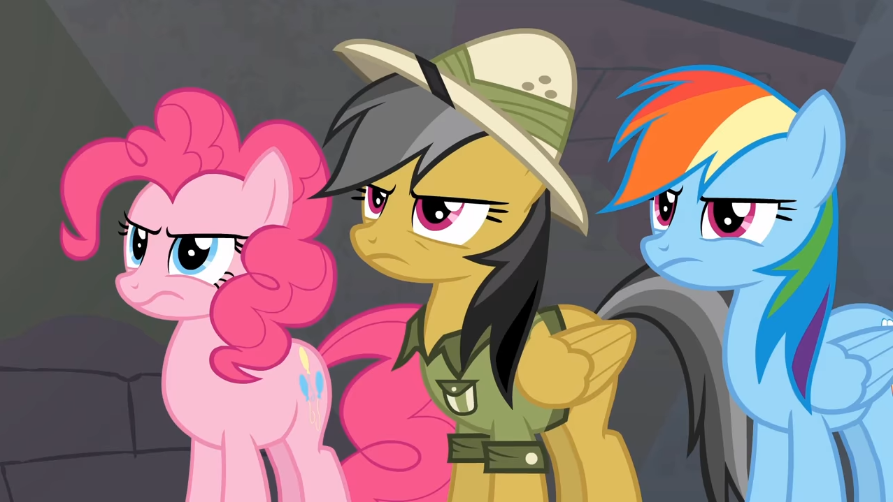 #1527126 - safe, screencap, daring do, pinkie pie, rainbow dash, earth ...