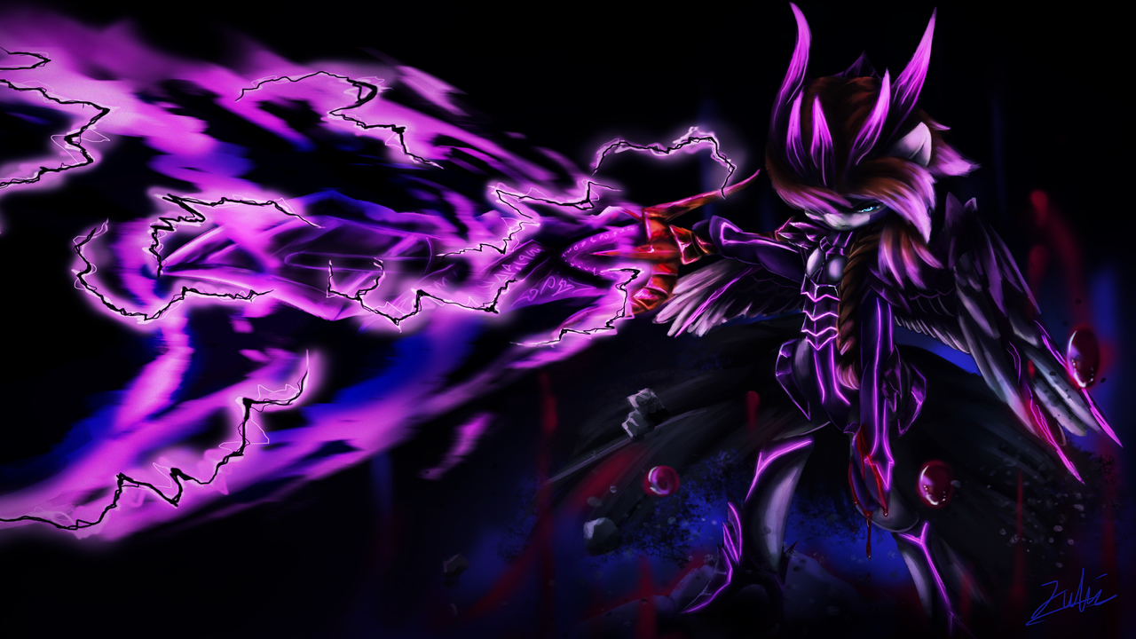 #1530091 - safe, artist:spectrumblaze, oc, oc only, oc:spectrum, armor, badass, blood, edgelord ...