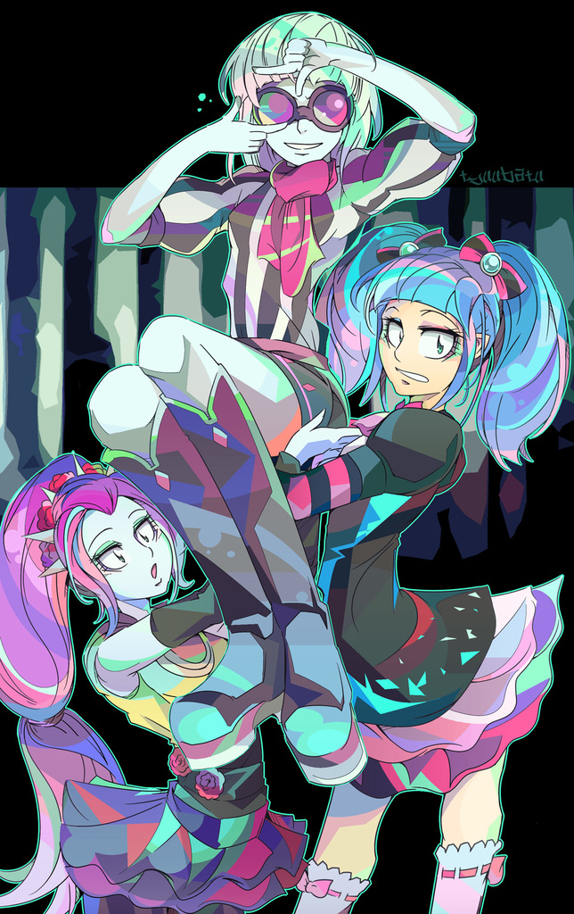 #1628963 - safe, artist:tyuubatu, photo finish, pixel pizazz, violet ...