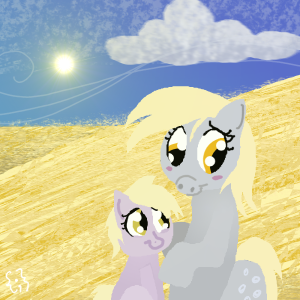 #1632131 - safe, artist:circuitfry, derpy hooves, dinky hooves, desert ...