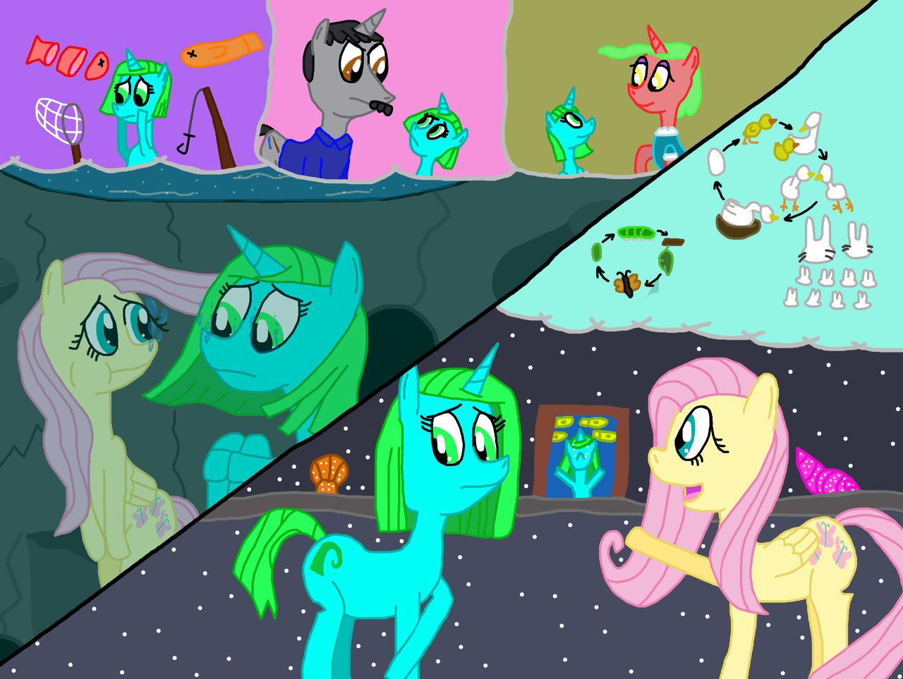#1636300 - safe, artist:sb1991, fluttershy, oc, oc:fisher grey, oc ...