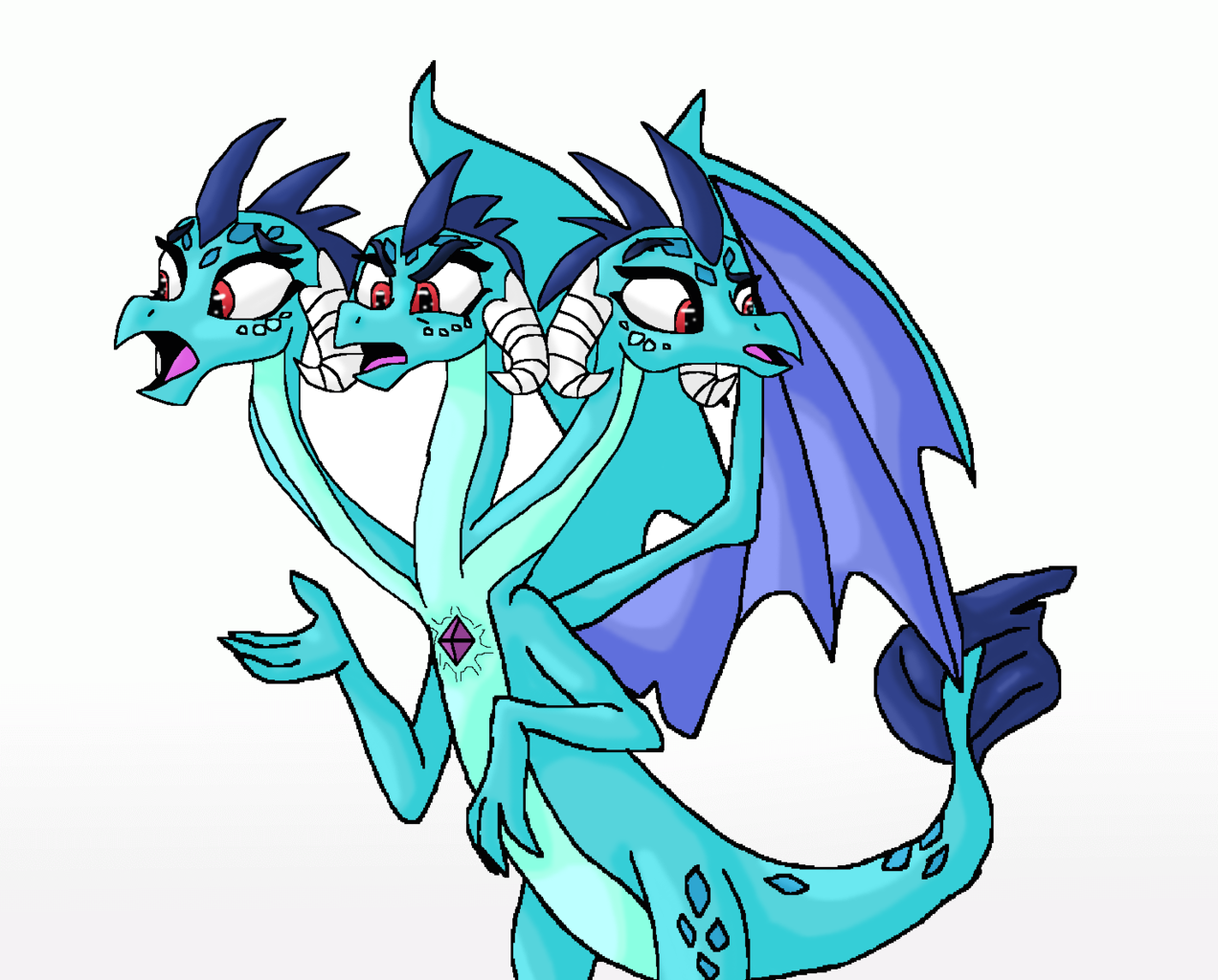 #1637269 - safe, artist:mojo1985, princess ember, dragon, hydra, dragon lord ember, dragoness ...