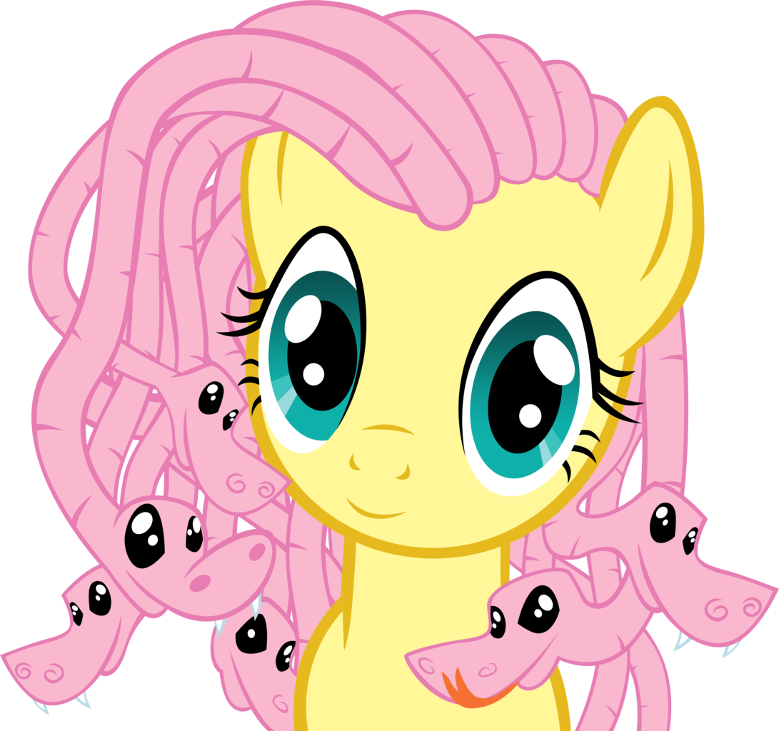 #1638454 - safe, artist:azure-vortex, fluttershy, gorgon, monster pony ...