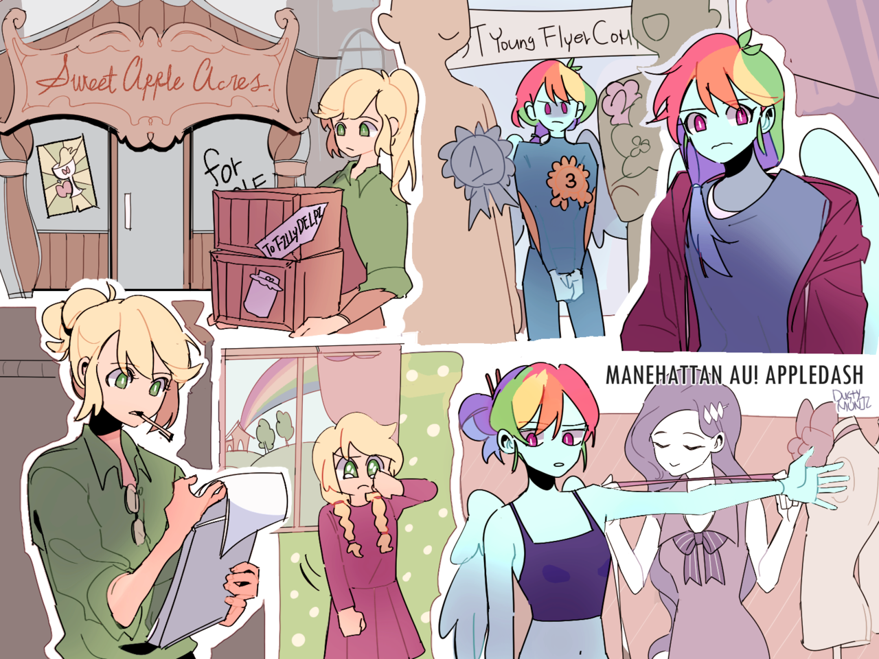 #1639078 - safe, artist:dusty-munji, applejack, rainbow dash, rarity ...