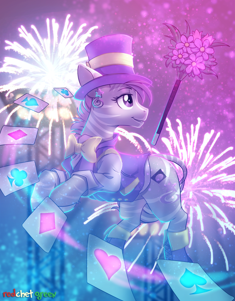 #1640699 - safe, artist:redchetgreen, oc, oc only, hybrid, pony, zebra ...