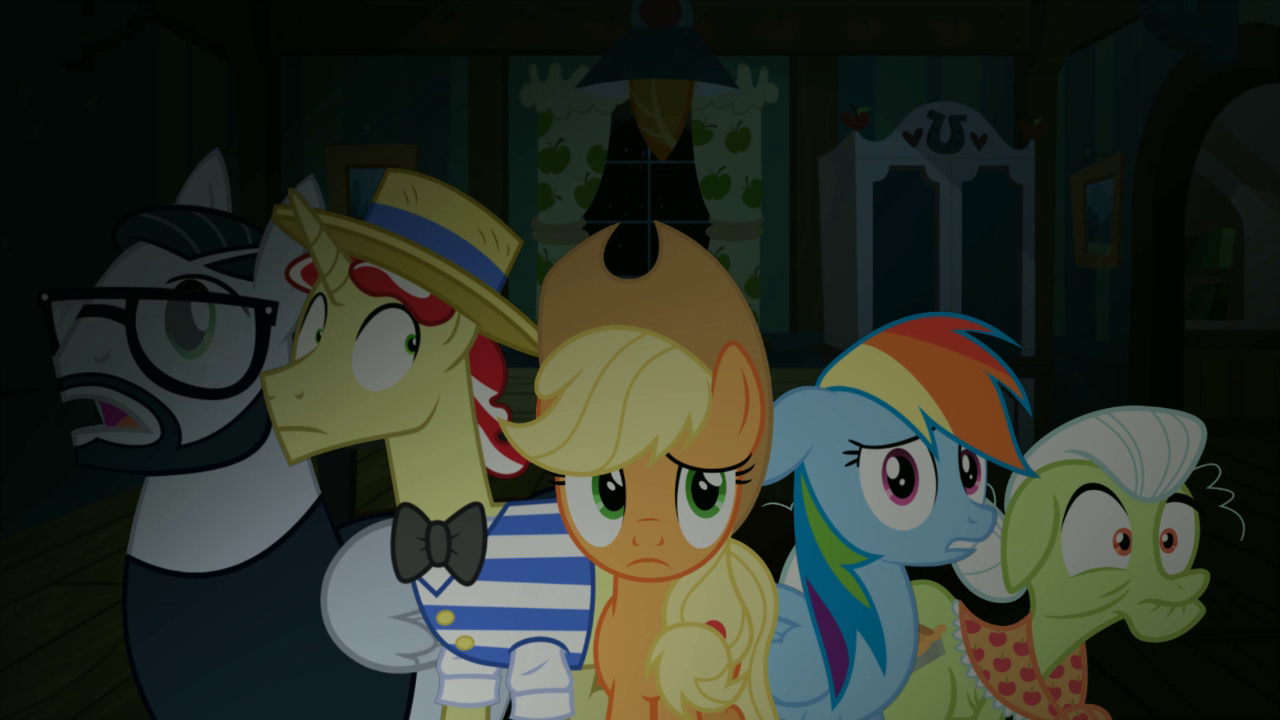 #1642036 - artist needed, safe, applejack, flim, granny smith, nightjar ...