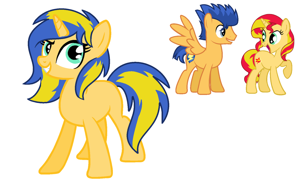 #1643189 - safe, artist:estefania200, flash sentry, sunset shimmer, oc ...