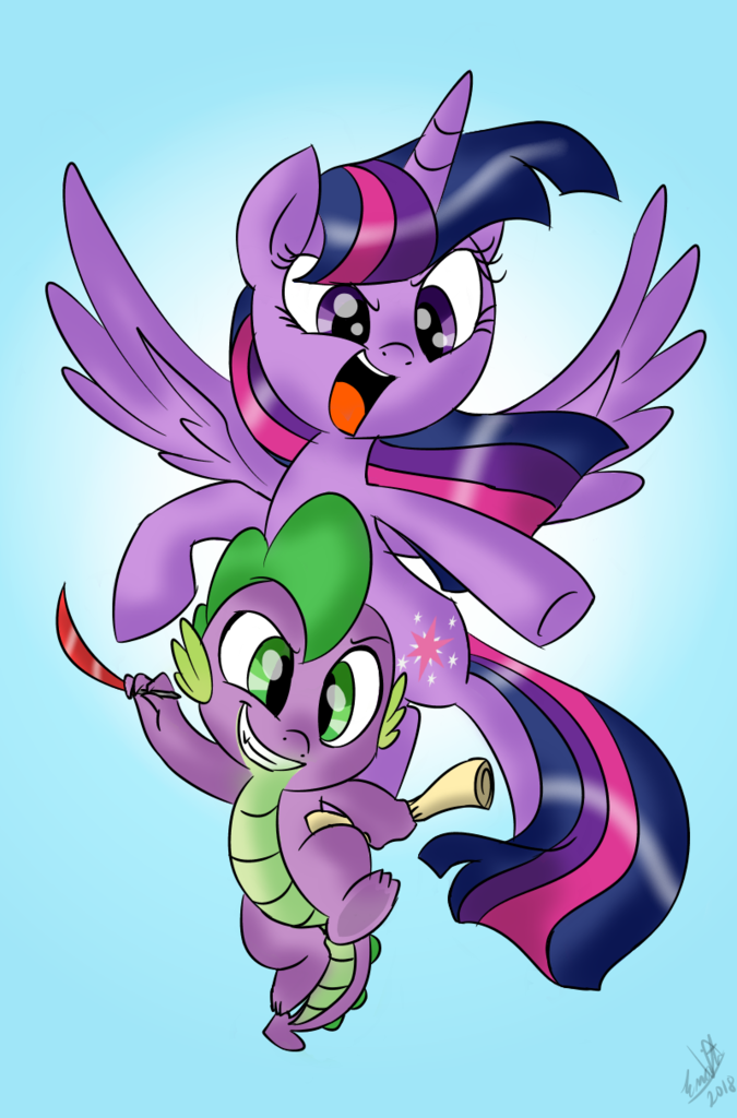 #1624370 - safe, artist:emositecc, spike, twilight sparkle, alicorn ...