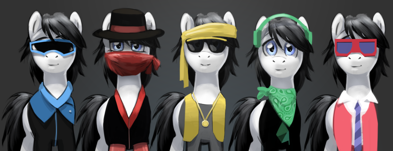 #1625095 - safe, artist:hardbrony, pony, bandana, black mane, gray ...