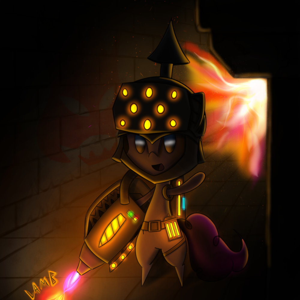 #1855590 - safe, artist:lamb, pinkie pie, pony, fire, helmet, killing ...