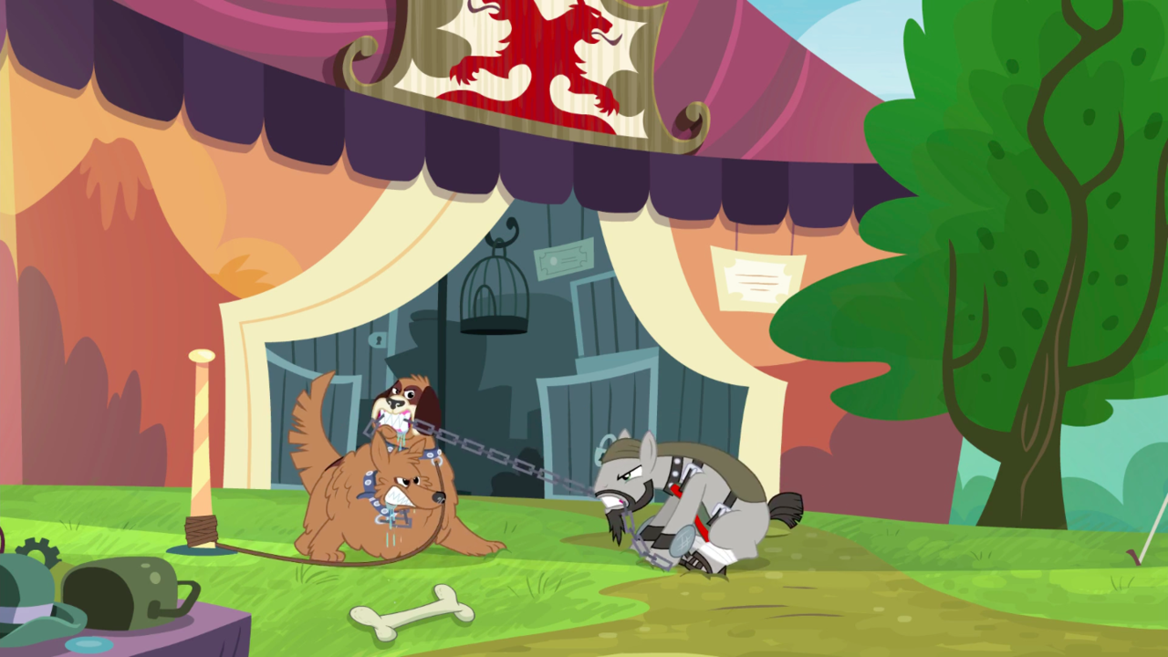 #1858189 - safe, screencap, cratetoss, dog, earth pony, orthros, pony ...