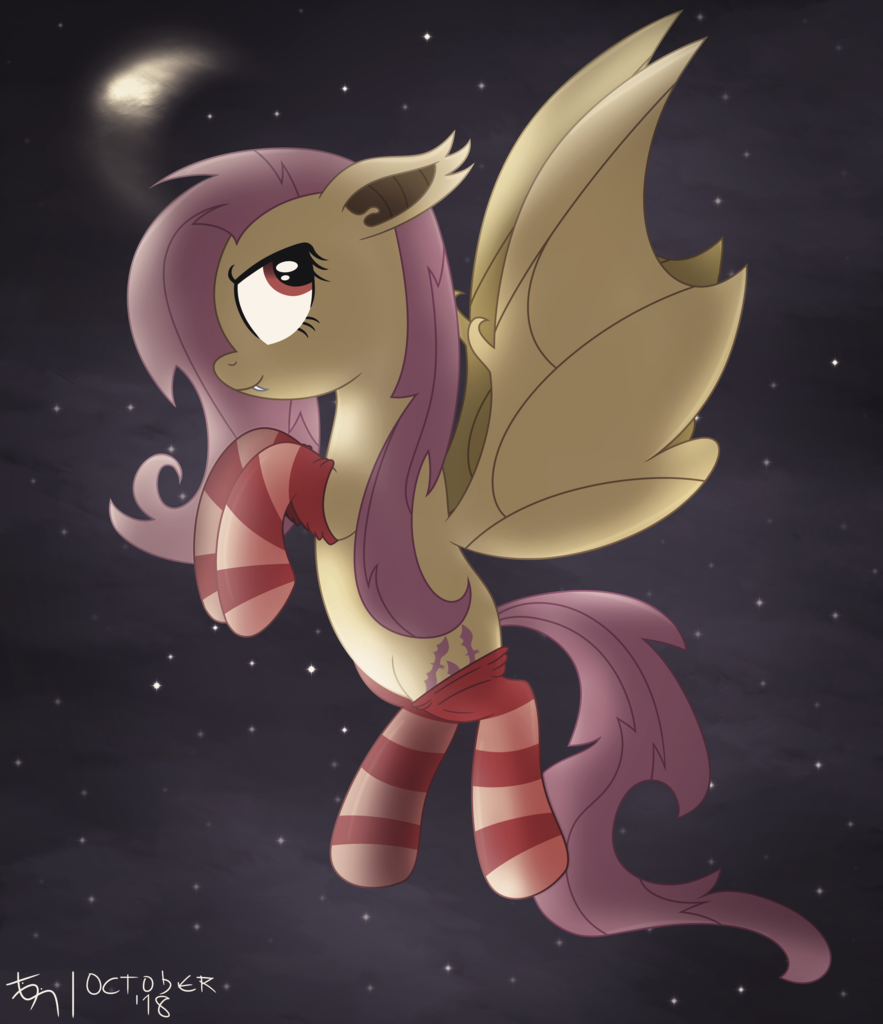 #1870715 - safe, artist:thedarksatanicorn, fluttershy, bat pony, pony ...