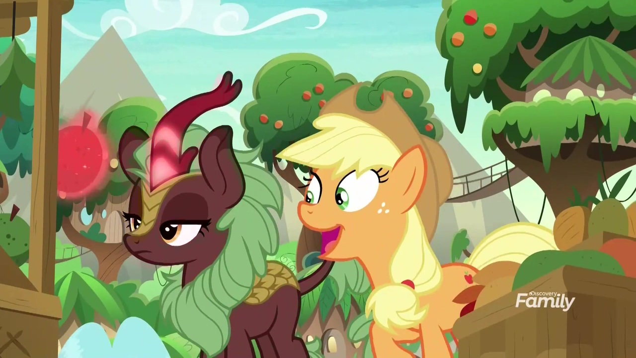 #1847707 - safe, screencap, applejack, cinder glow, summer flare, kirin ...