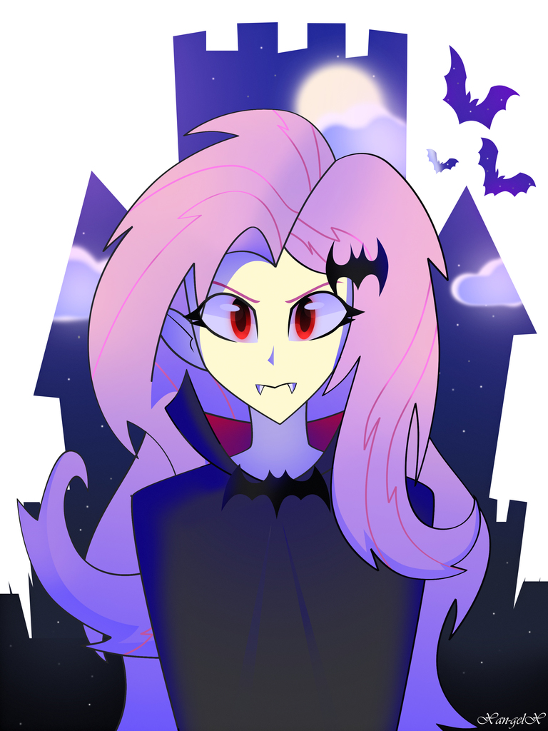 #1848041 - safe, artist:xan-gelx, fluttershy, bat, vampire, equestria ...