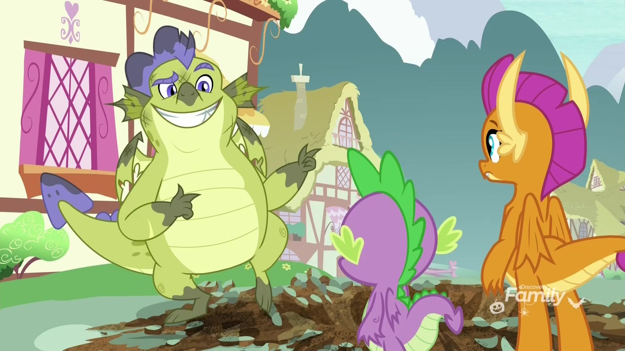 #1850879 - safe, screencap, sludge (g4), smolder, spike, dragon, father ...